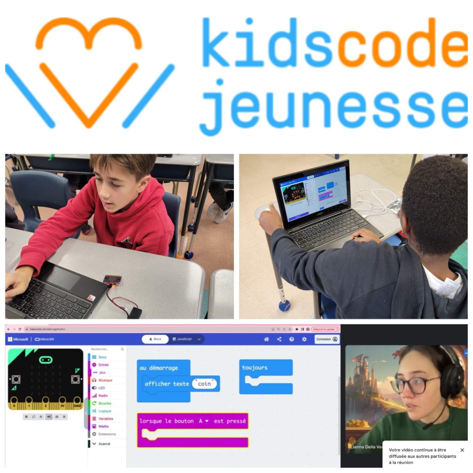 Atelier de codage en 6e année - Jeanne-Sauvé